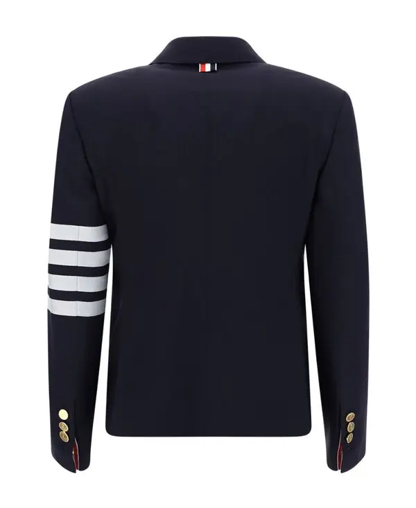 Thom Browne Single-breasted Blazer With Signature Stripes - Blue