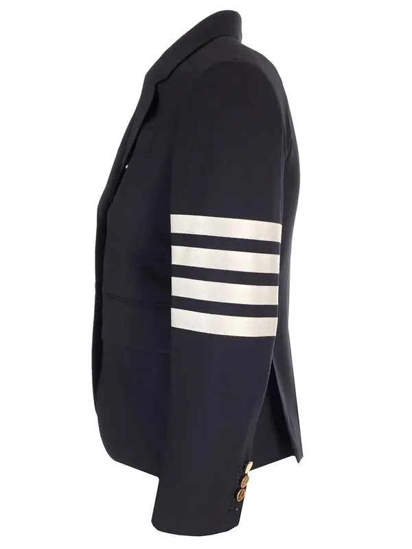 Thom Browne Single-breasted Blazer With Signature Stripes - Blue