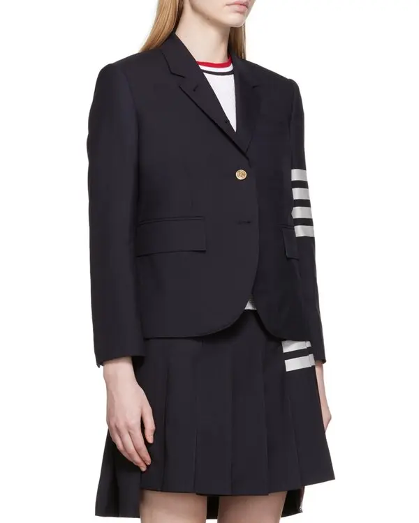 Thom Browne Single-breasted Blazer With Signature Stripes - Blue