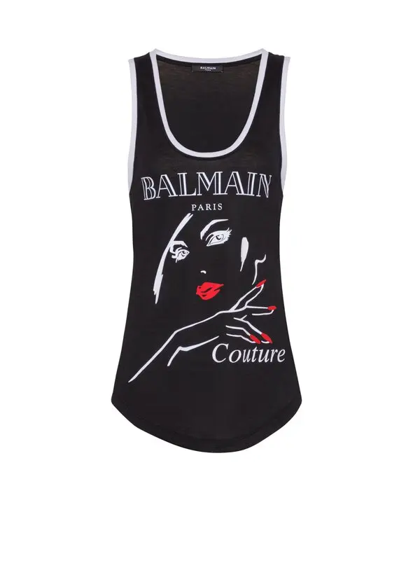 Balmain Flocked Relaxed Tank Top