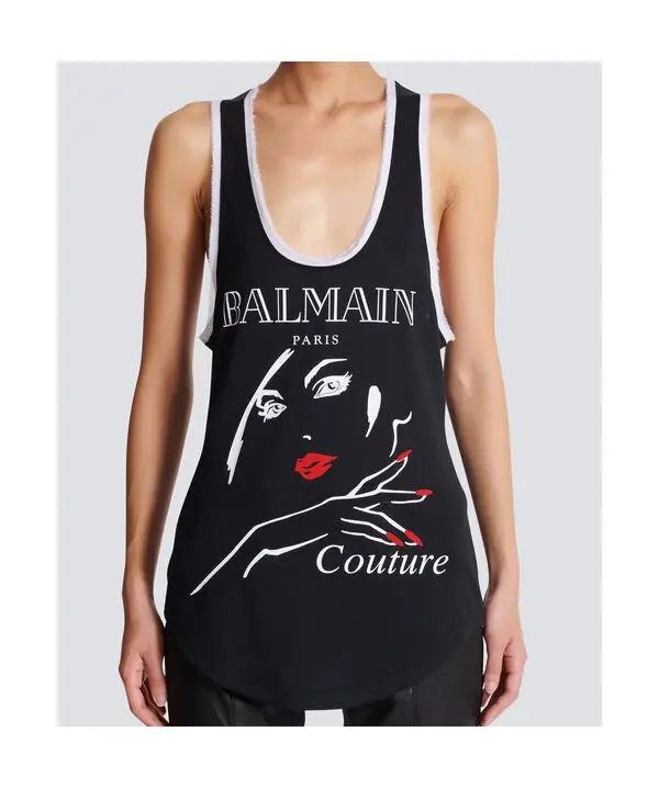Balmain Flocked Relaxed Tank Top