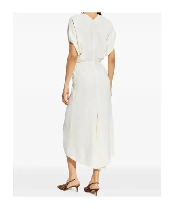 Victoria Beckham V-neck Gathered Short-sleeve Midi Dress