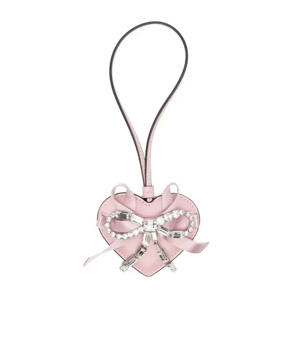 JIMMY CHOO Embellished Heart Charmz Bow Keyring - Pink