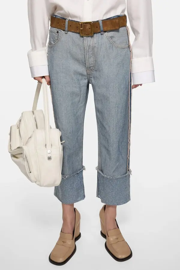 Acne Studios Side-stripe Embellished Cuff Jeans - Gray