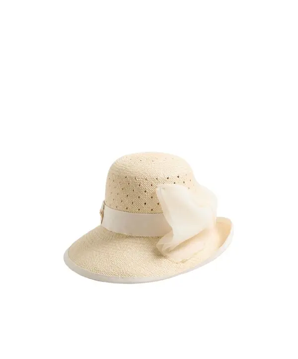 Valentino Garavani Vlogo Signature Curved Wide Brim Hat - Natural Color