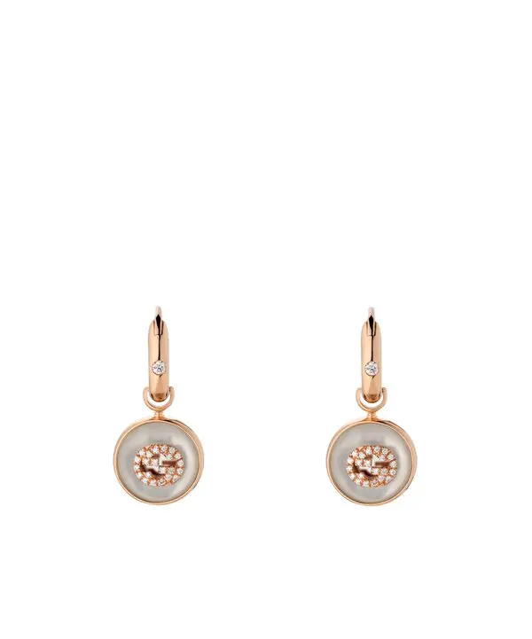 Gucci Interlocking Diamond 18k Rose Gold Earrings - Yellow
