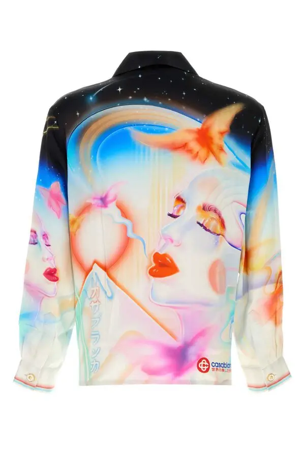 Casablanca Printed Cuban Collar Long Sleeve Shirt