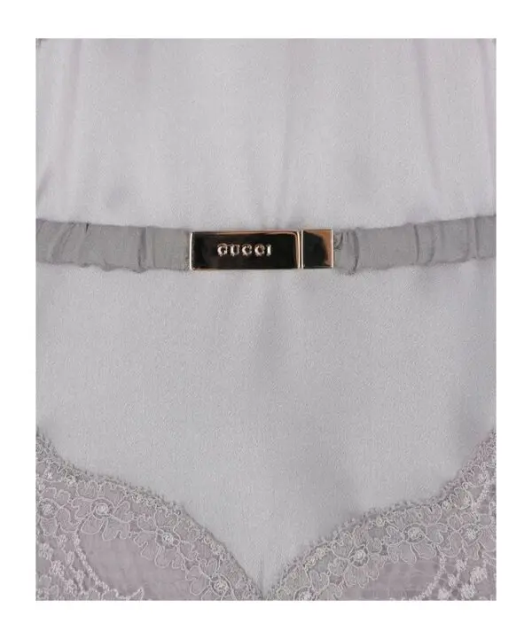 Gucci Lace Detailed Satin Halterneck Dress - Grey