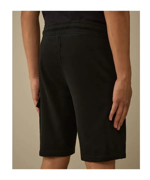 C.P. COMPANY Cargo Fleece Shorts With Lens Detail - Black