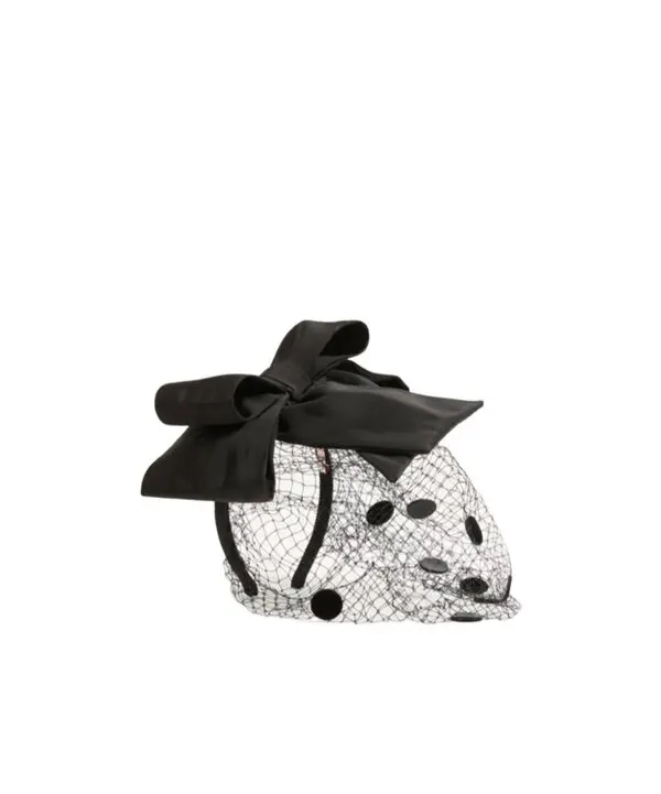 Valentino Garavani Vlogo Signature Headband With Bow And Veil In Silk And Velvet - Black
