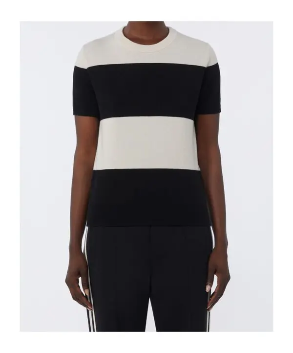 Max Mara Short-sleeved Knitwear With Round Neck And Ribbed Trim