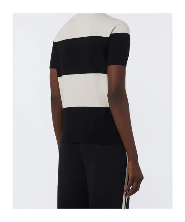 Max Mara Short-sleeved Knitwear With Round Neck And Ribbed Trim
