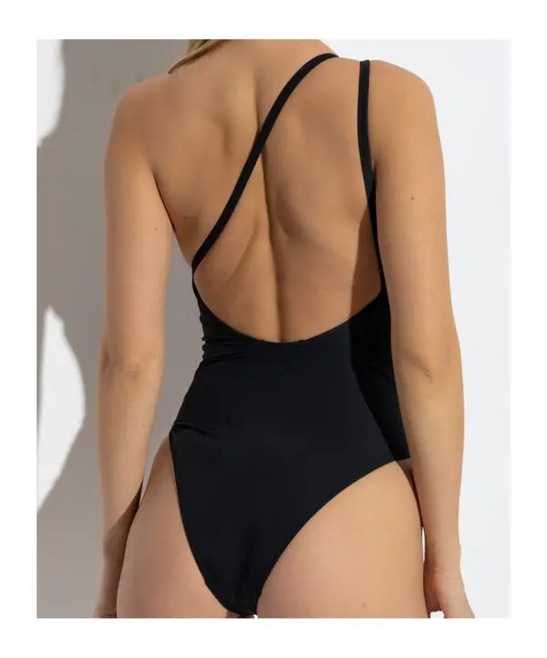 Versace One Piece Swimsuit With Safety Pin Detail - Black