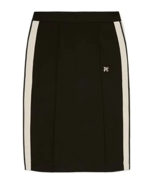 Palm Angels Monogram Midi Skirt - Black And White