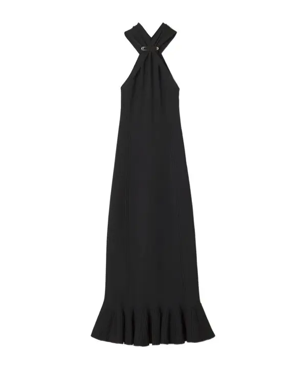 LANVIN Cross-over Midi Dress With Ruffled Hem