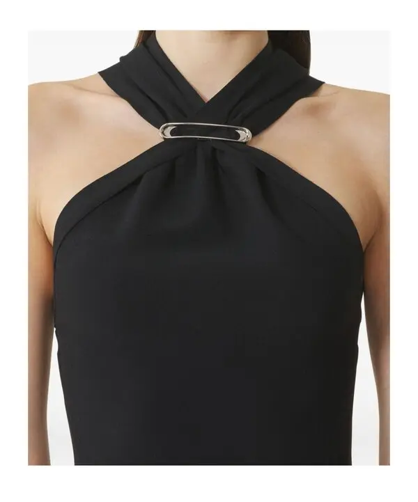 LANVIN Cross-over Midi Dress With Ruffled Hem
