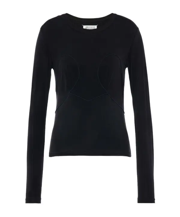 MAISON MARGIELA Contoured Stitch Long Sleeve Top - Black