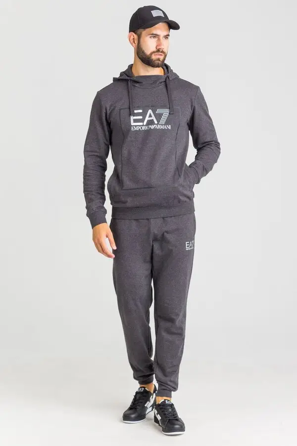 EA7 Logo Hooded Sweater - Black