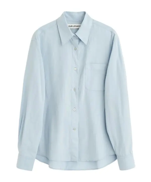 Our Legacy Relaxed Button-up Shirt With Mother-of-pearl Buttons - Blue