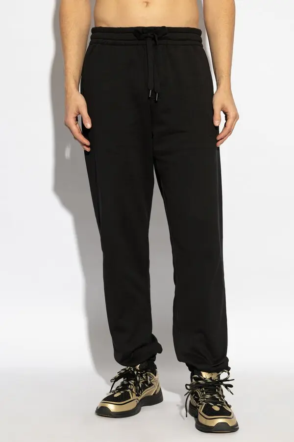 Dolce & Gabbana Dolce Gabbana Logo Embossed Jersey Jogging Pants - Black