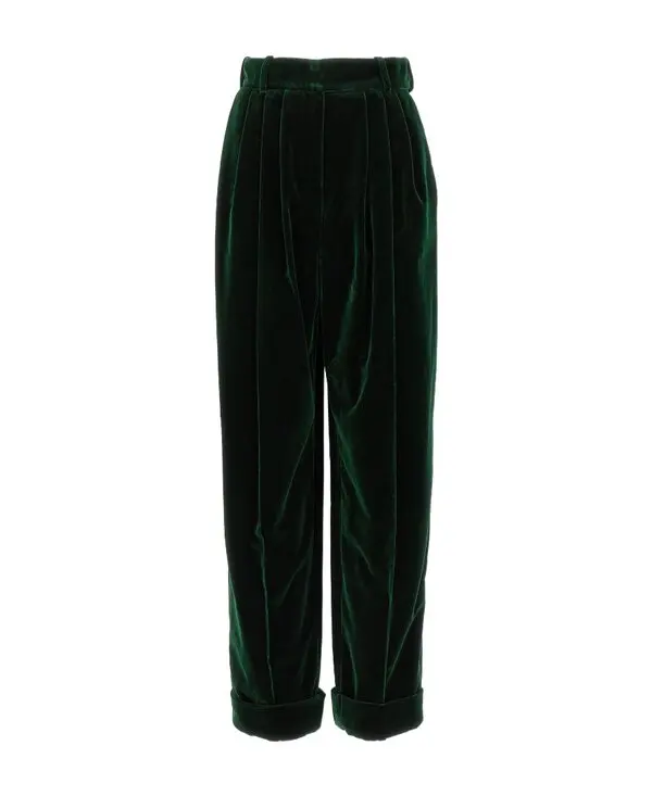 Alexandre Vauthier High-waist Wide-leg Velvet Trousers - Black