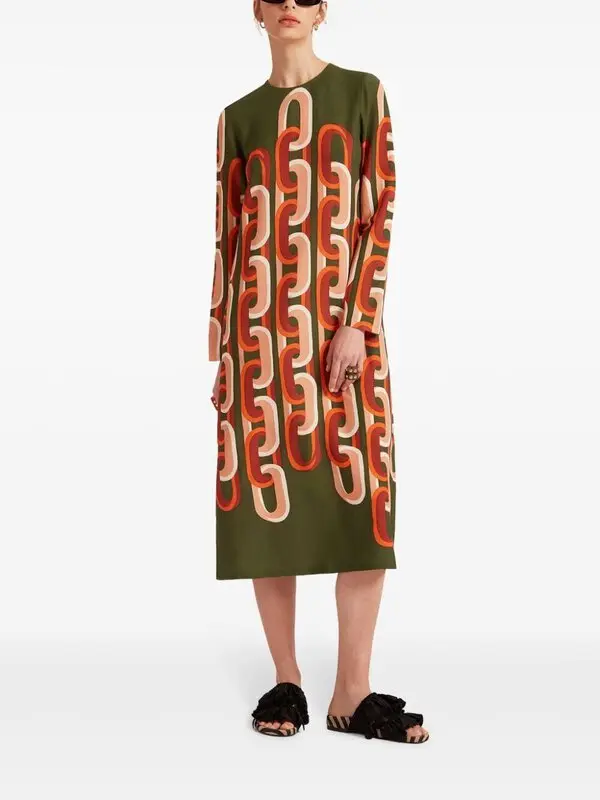 La DoubleJ Chain Print Midi Dress