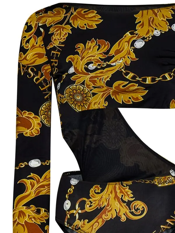 Versace Chain Print Cut-out Bodysuit