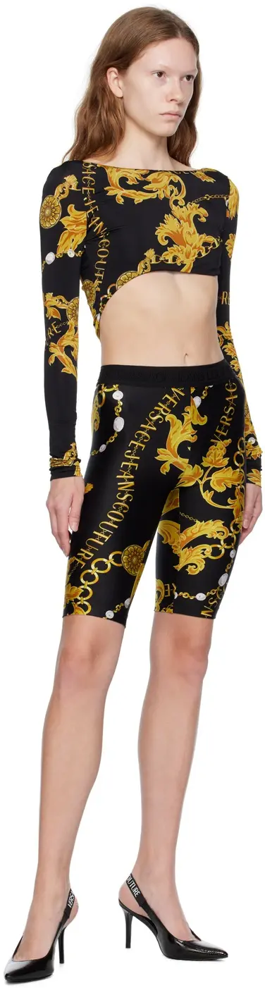 Versace Chain Print Cut-out Bodysuit