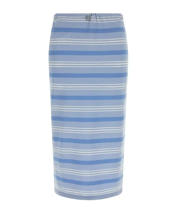 Prada Striped Jersey Knitted Skirt With Slit Hem - Light Blue