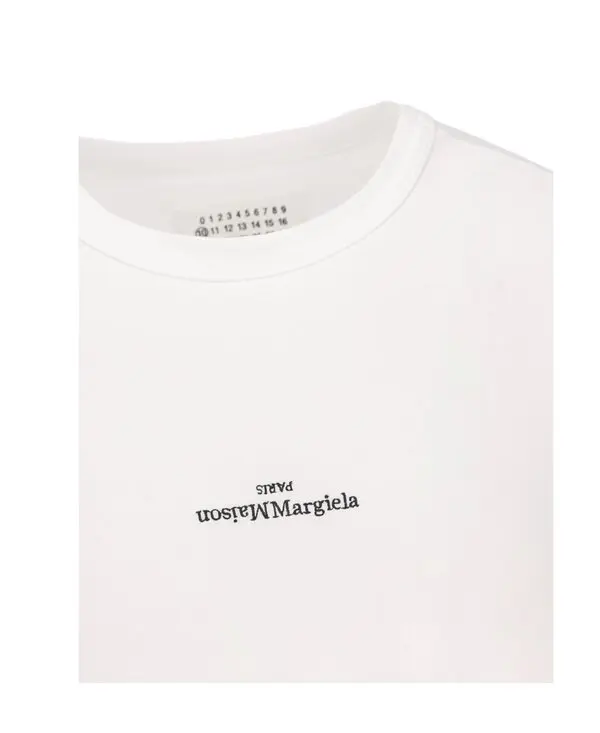 MAISON MARGIELA Logo Embroidered Crewneck T-shirt - White