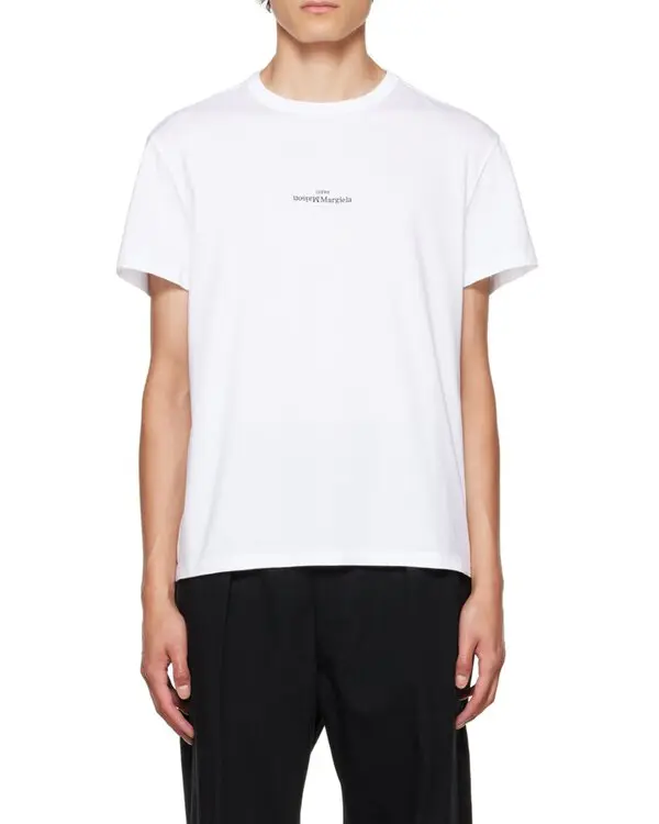 MAISON MARGIELA Logo Embroidered Crewneck T-shirt - White