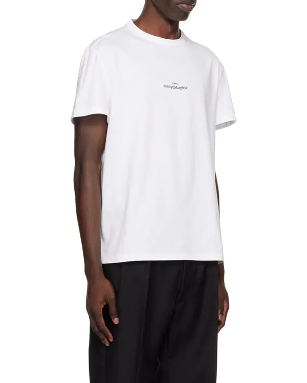 MAISON MARGIELA Logo Embroidered Crewneck T-shirt - White