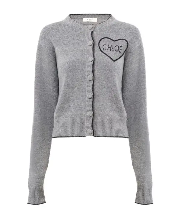 Chloé Fitted Crewneck Knitted Cardigan - Holy Ash