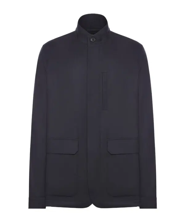 Zegna Water-repellent Jacket With Button Closure - Navy