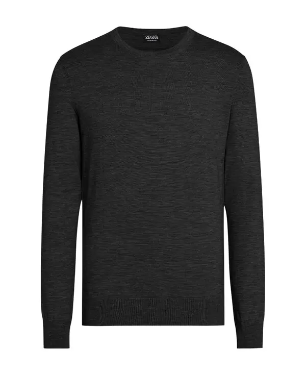 Zegna Crew Neck Cashmere And Silk Blend Jumper - Black