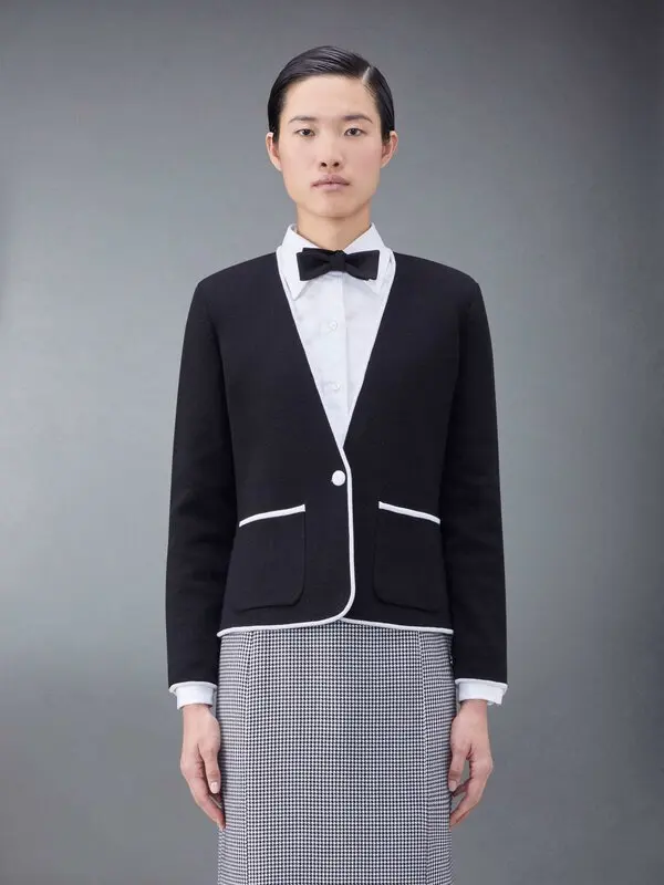 Thom Browne Single Breasted Collarless Jacket