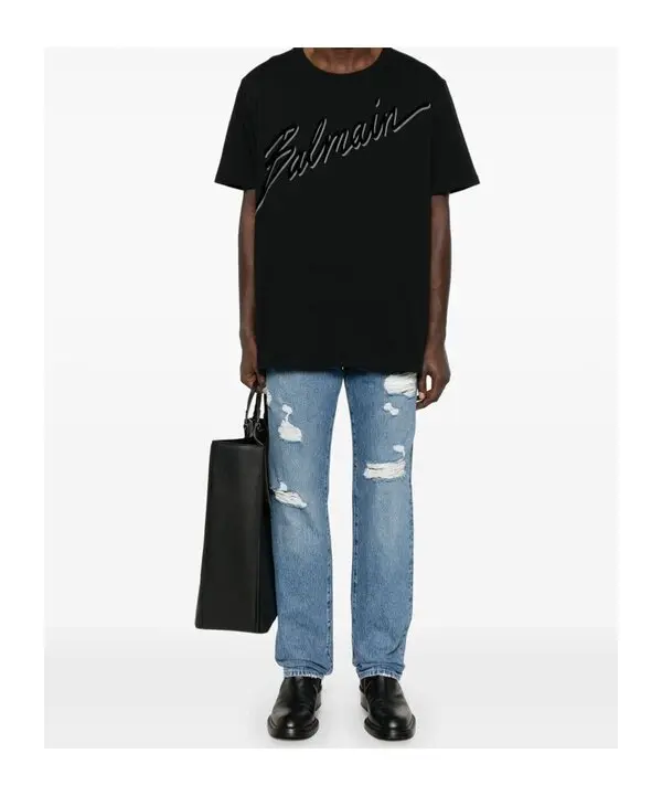 Balmain Flocked Logo T-shirt