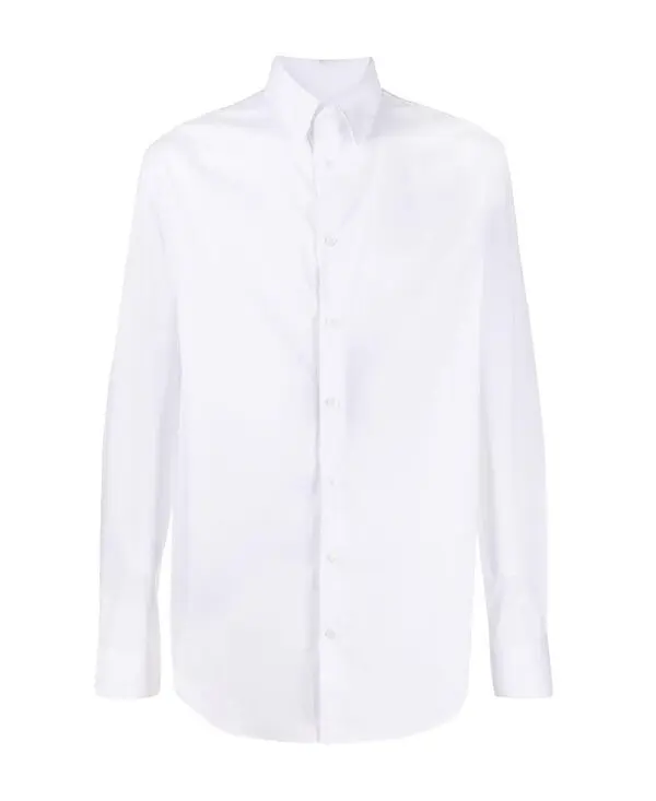 Giorgio Armani Curved Hem Buttoned Shirt - White