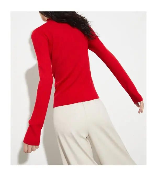 MAXCO. Max&co. Ribbed High Neck Zip-up Sweater