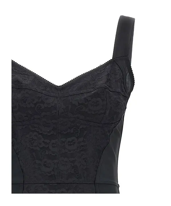 Dolce & Gabbana Lace Detailed Midi Corsetry Dress - Black