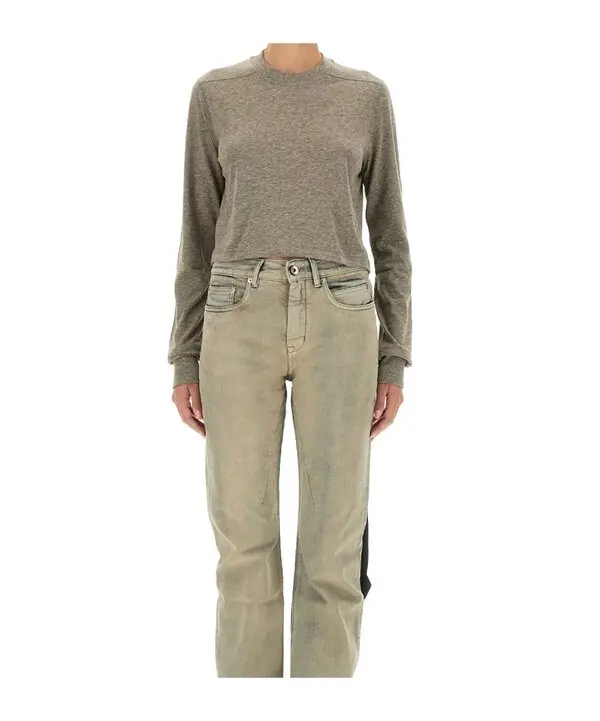 Rick Owens Crewneck Long Sleeve Top - Nude