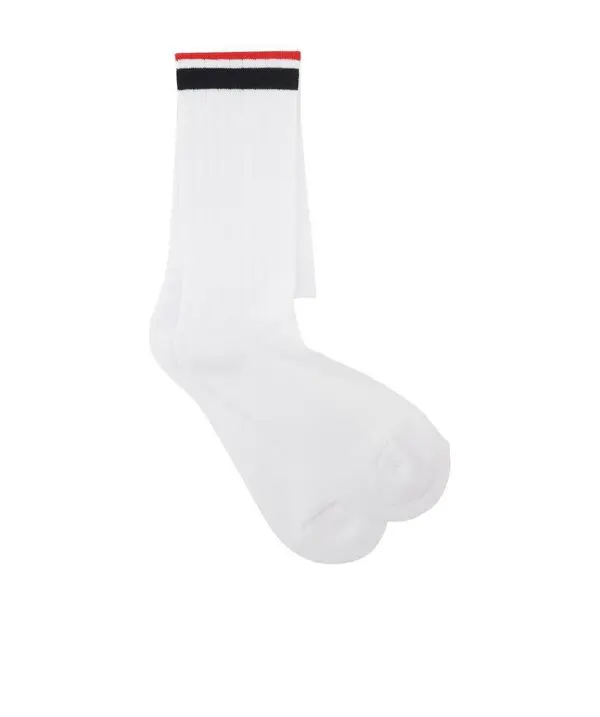 Thom Browne Four-striped Knitted Socks - White