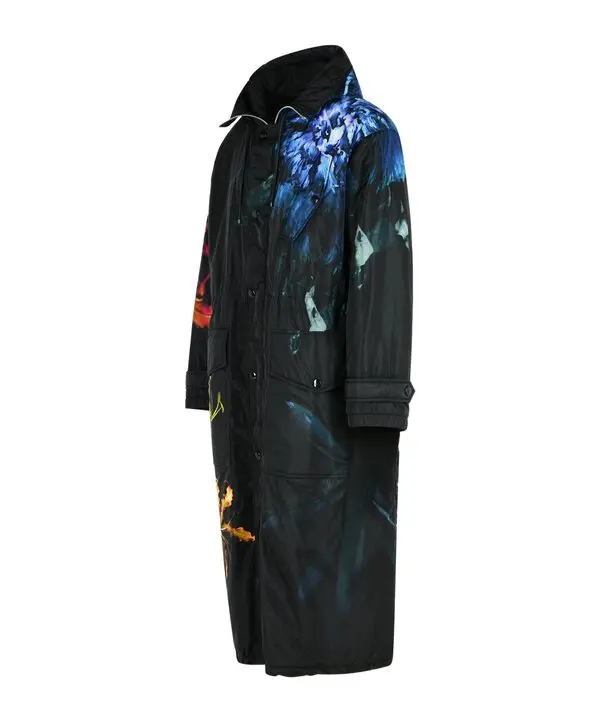 Dries Van Noten Printed Hooded Coat - Black