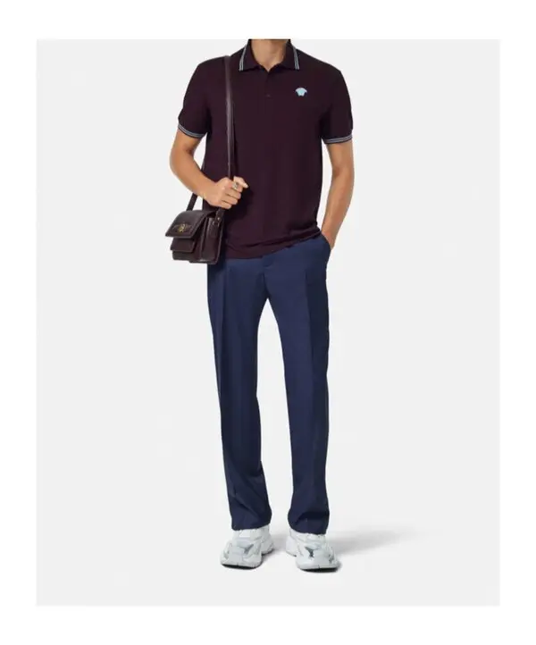 Versace Medusa-embroidered Short-sleeved Polo Shirt