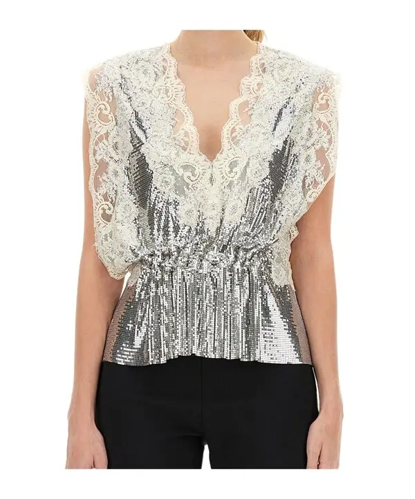 Rabanne Lace Sequin-embellished Sleeveless Top