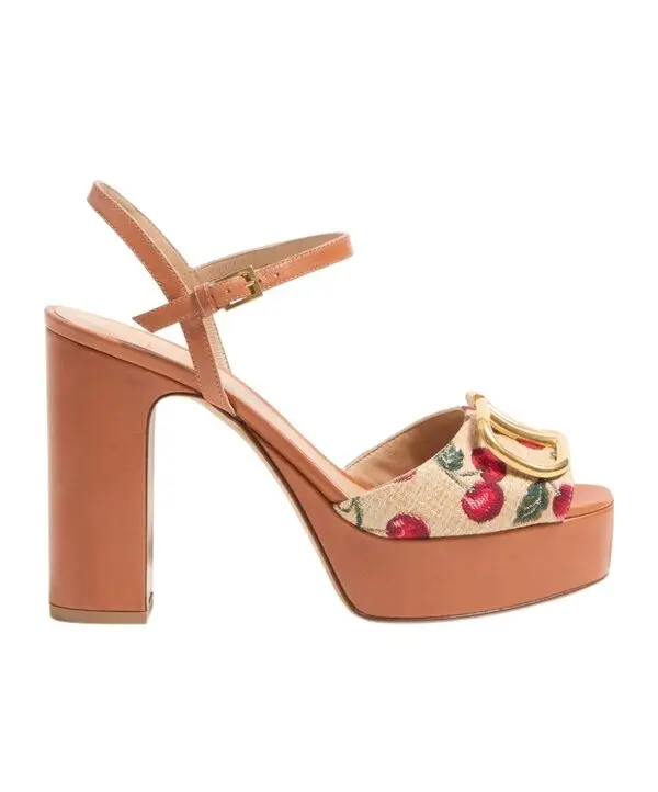 Valentino Garavani Vlogo Cherryfic High Block Heel Platform Sandals - Multi-color