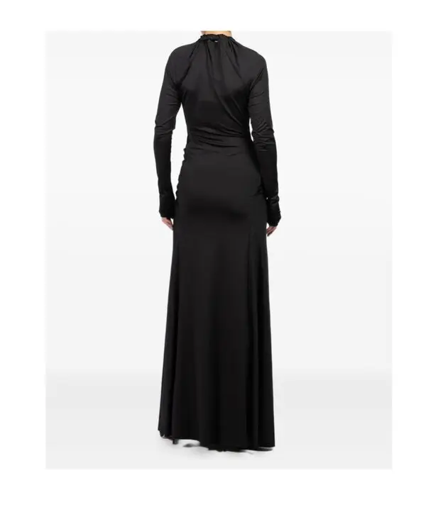 Victoria Beckham Twisted V-neck Maxi Dress With Cutout Shoulder