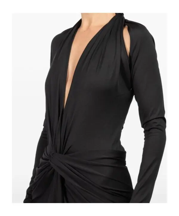 Victoria Beckham Twisted V-neck Maxi Dress With Cutout Shoulder