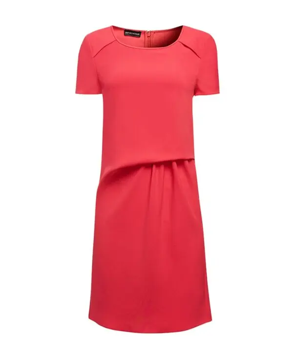 Emporio Armani Round Neck Dress With Pleated Details
