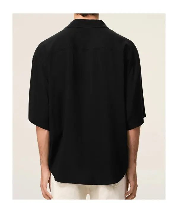 AMI Paris Logo Embroidered Short-sleeved Shirt - Black